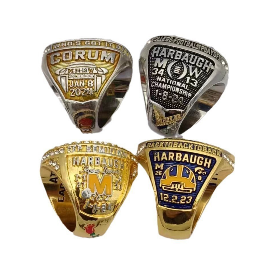 4 PCS Michigan Wolverines Ring Set 2024 Football Rings Collection | eBay