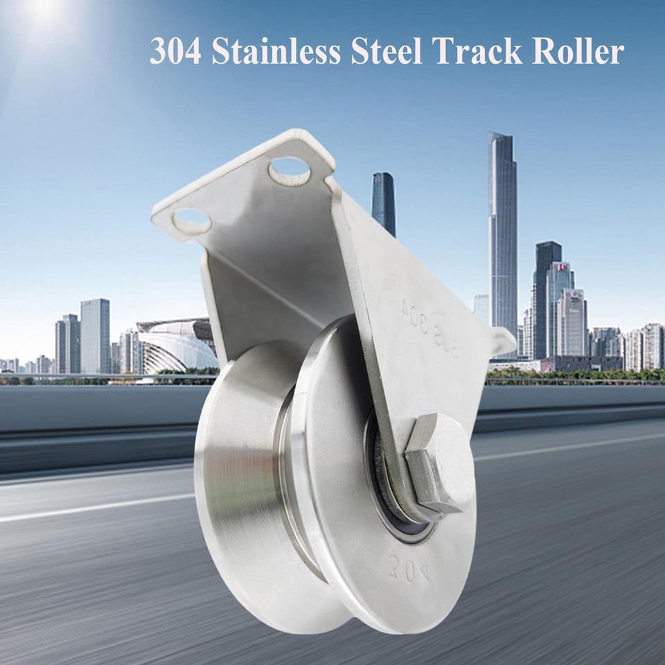 3in 304 Stainless Steel Sliding Gate Wheels V Groove Track Roller Heavy ...