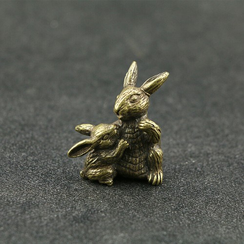 Solid Brass Mother Child Rabbit Figurine Small Statue Home Ornament ...