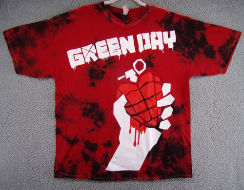 Green Day Shirt Mens Size XXL 2XL American Idiot Red Grenade Tie Dye ...