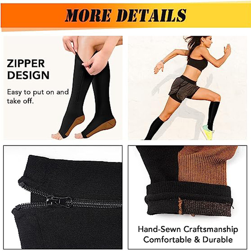 Knee High Compression Socks Toeless Leg Pressure Sleeves Ankle Foot ...