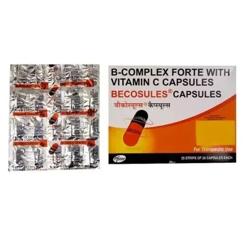 Vitamin B-complex BECOSULES 200 Caps Help Treat Sore Tongue & Mouth | eBay