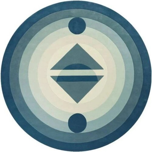 "Designer Abstract Circle Rug – Modern Geometric Art in Blue – Round ...