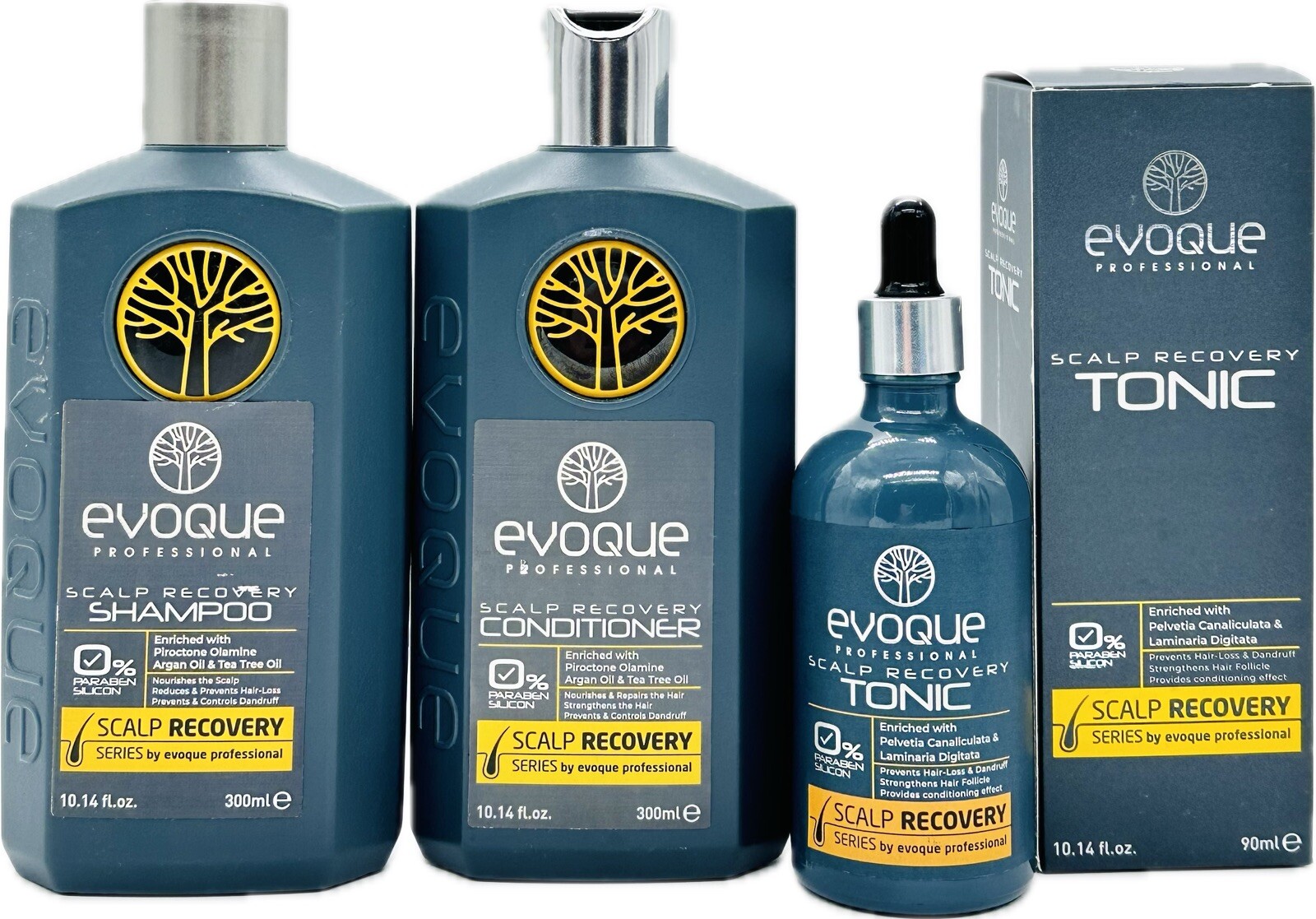 Evoque Prof. Scalp Recovery Shampoo, Conditioner 10.14 Oz & Tonic 3.04 ...