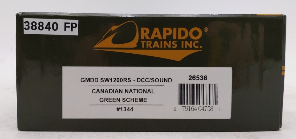 Rapido Trains 26536 HO CN SW1200RS 1954 Grn #1344 w/sd LN/Box ...