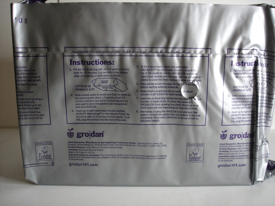 You get 5 Grodan Uni-Slab Rockwool Cubes- 9.5 x 8 x 4 in. sealed new ...