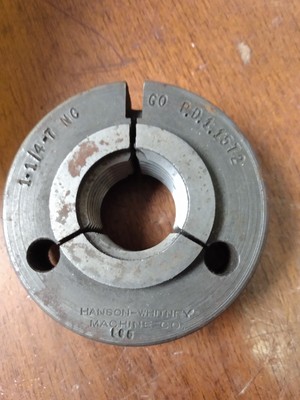 HANSON & WHITNEY, 1-1/4-7 NC, GO P.D.1.1572 THREAD RING GAGE LOC 10-81 ...