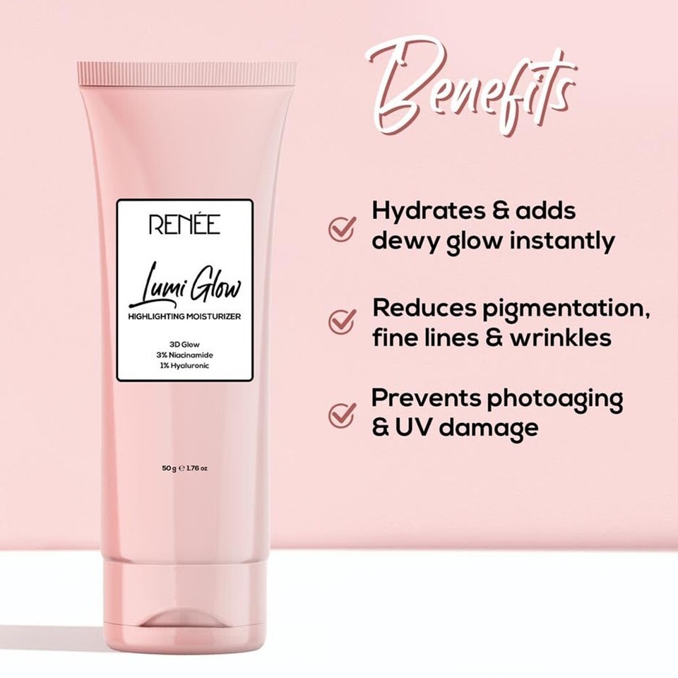 RENEE LumiGlow Highlighting Moisturizer Enriched 3%Niacinamide 1 ...