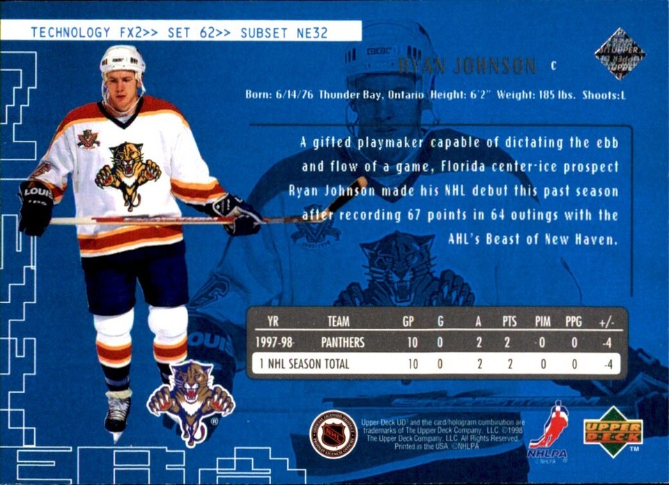1998-99 Upper Deck UD3 #62 Ryan Johnson FLORIDA PANTHERS | eBay