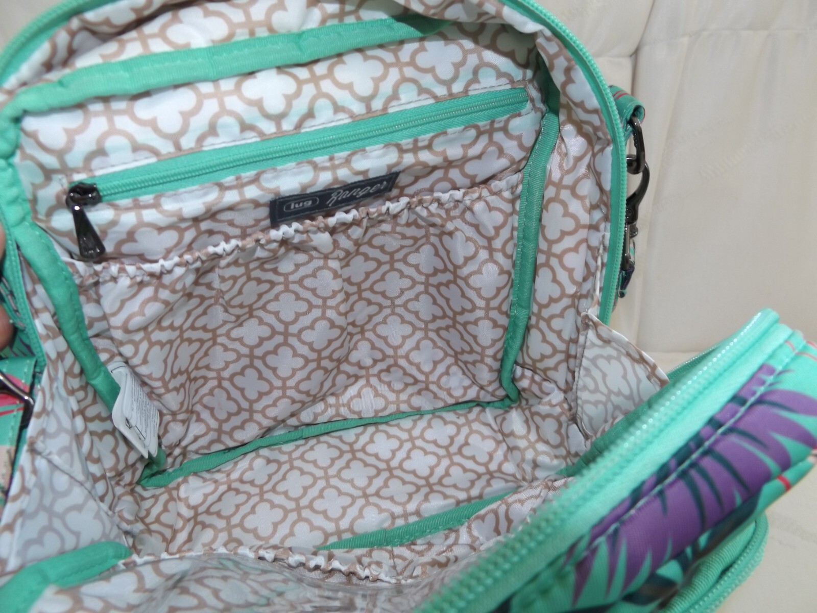 LUG Ranger Crossbody - Double straps - Green with Pink Flamingos - New ...