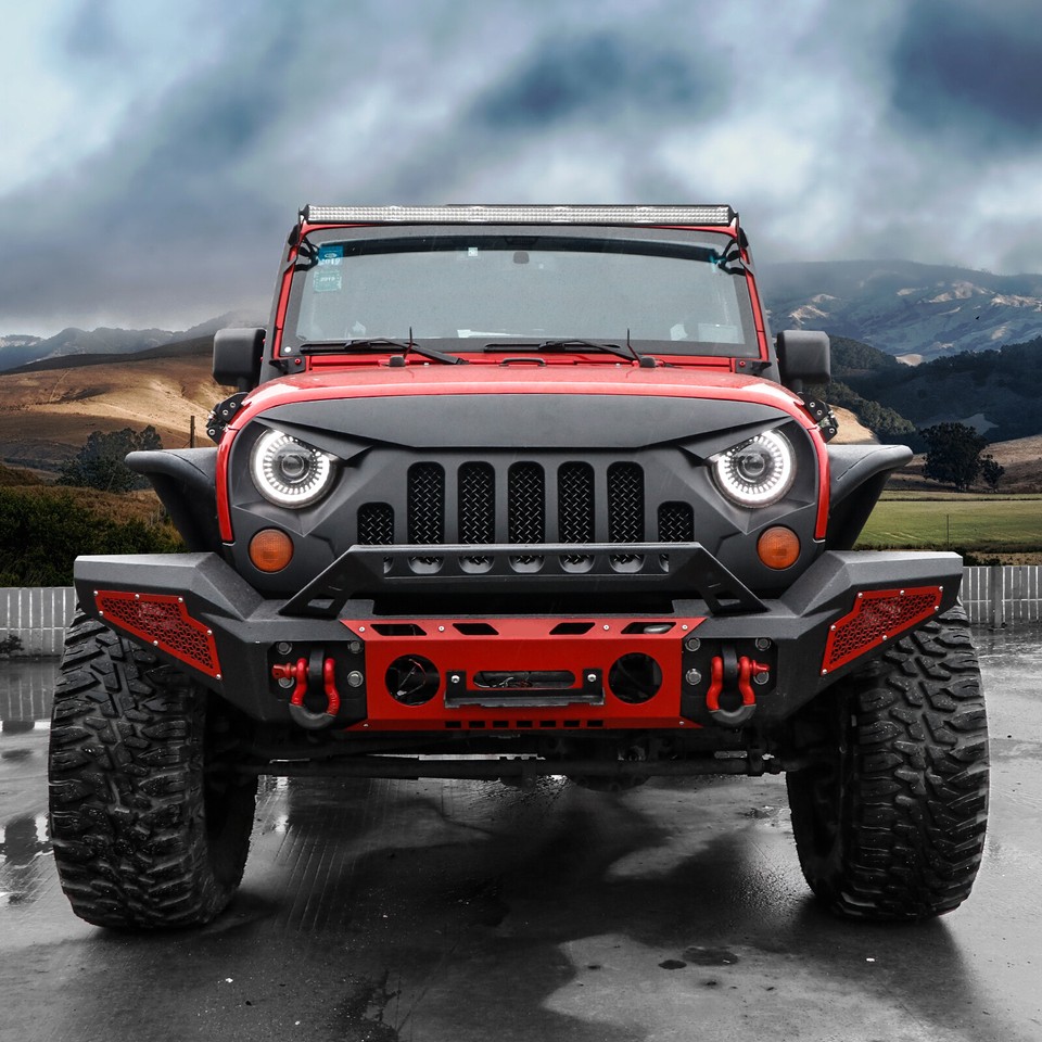 For 2007-18 Jeep Wrangler JK JKU Front Bumper Grill Matte Black Hawke ...