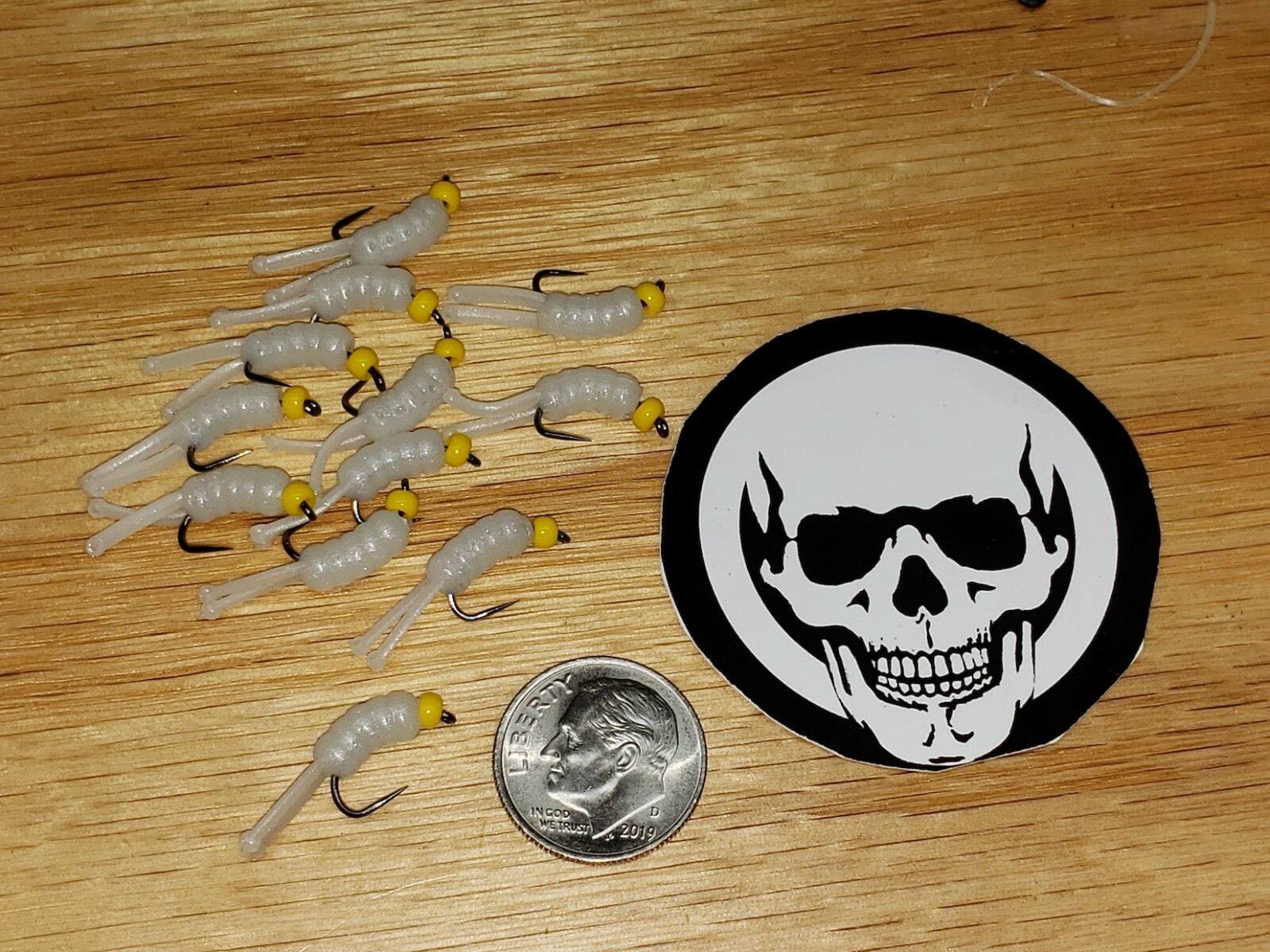 12 - #12 BH Rubber Beetle Tail Grub White Wet Fly Trout, Crappie ...