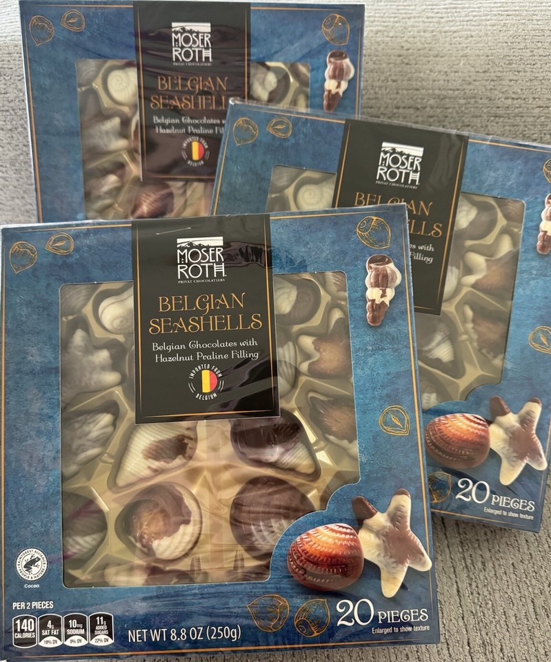 Moser Roth Belgian Seashells Chocolates , Hazelnut Praline Filling, 8.8 ...