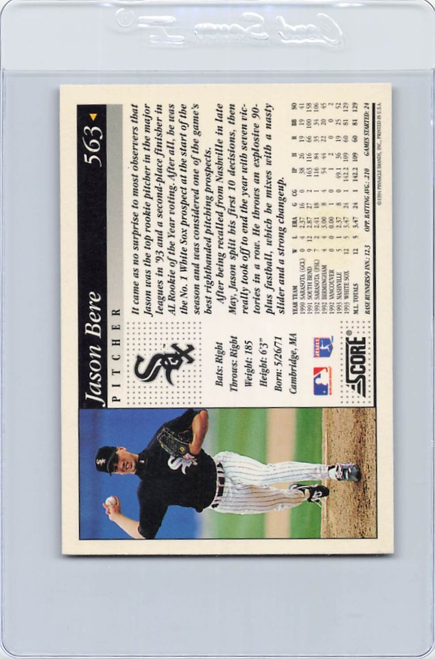 1994 Score #563 Jason Bere White Sox Signed Auto *J145 | eBay