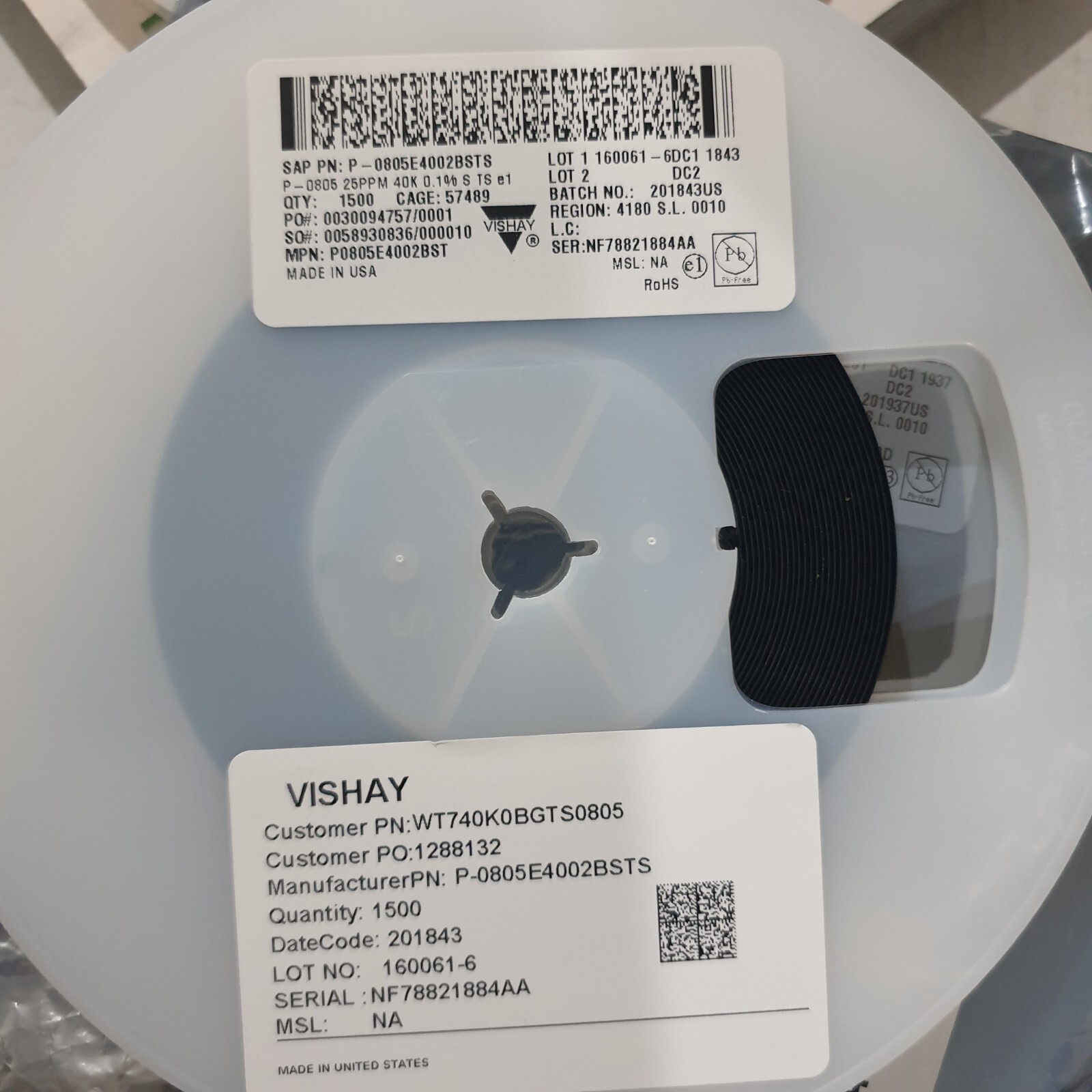 VISHAY P-0805E4002BSTS SMD 40K OHM .2W .1% 25PPM Thin Film Resistors ...