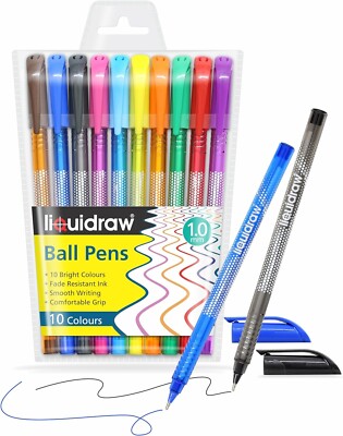 Ballpoint Pens Set Of 10 Assorted Colours Multicolour Ball Point Pens ...