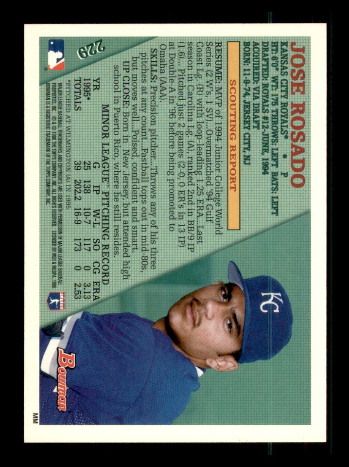 1996 Baseball Bowman Jose Rosado Kansas City Royals #229 RC3 | eBay