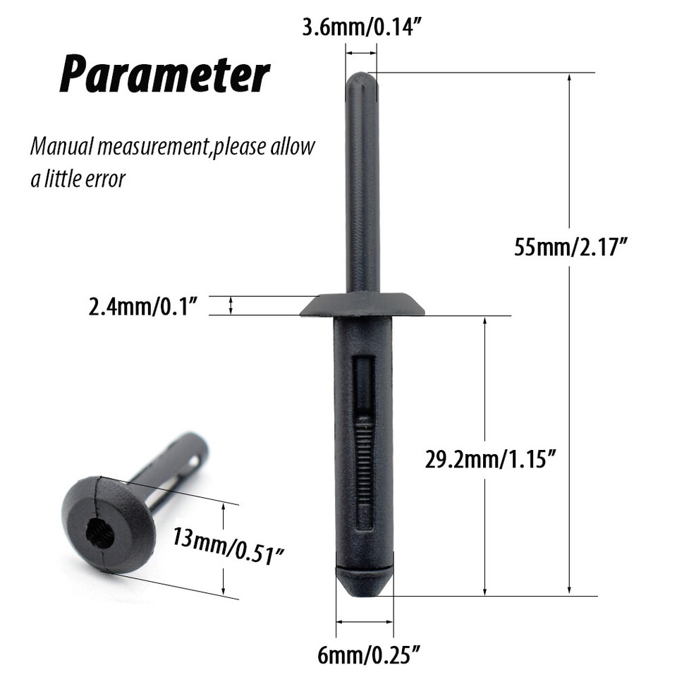 100XPlastic Flare Rivets Push Pin Clips Fender Wheel Arch Fastener OE ...