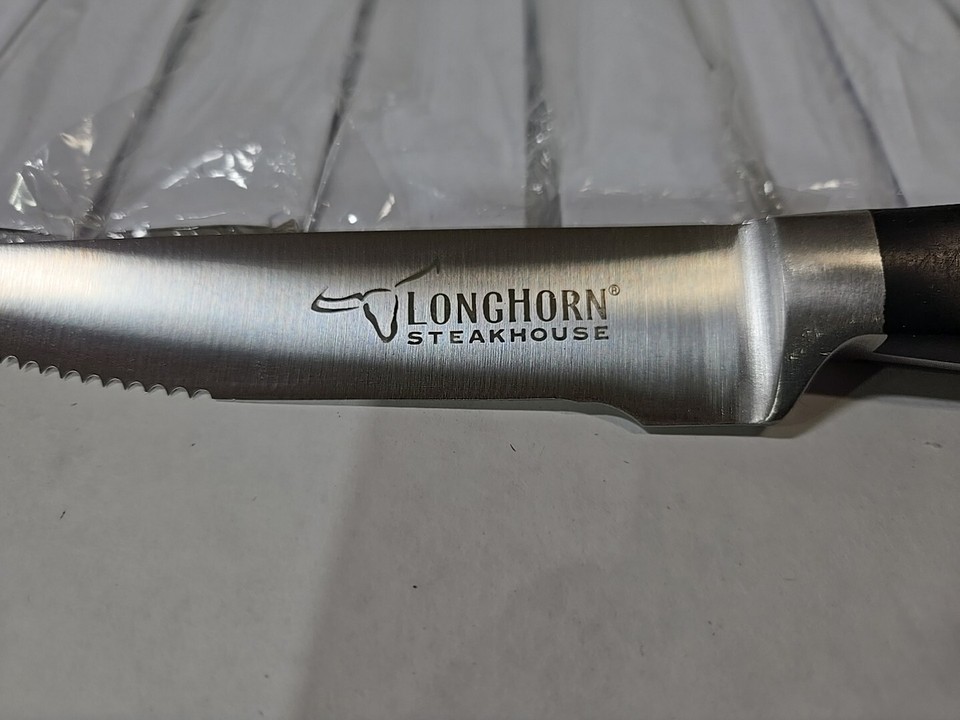 12 LONGHORN STEAKHOUSE STEAK KNIVES With Longhorn Logo Heavy Premium ...