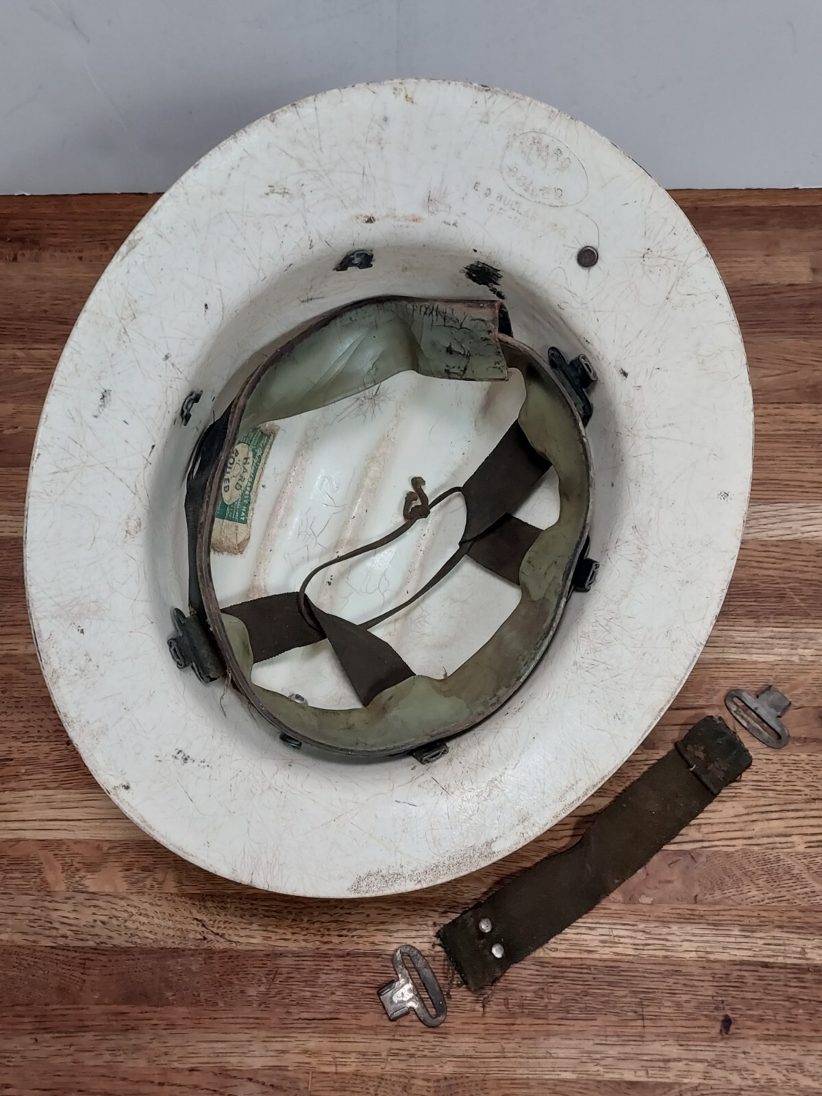 Vintage E.D. Bullard Co. Hard Boiled Fiberglass Hard Hat w/Lamp Mount ...