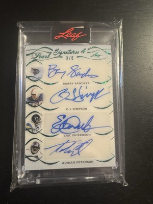 2022 Leaf Pearl Signatures 4 Barry Sanders, OJ, Dickerson, Adrian ...