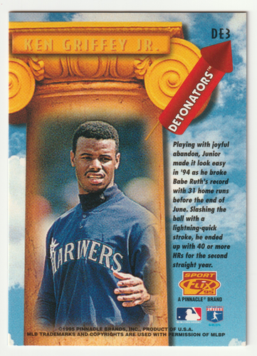 Ken Griffe Jr. DE3 1995 Pinnacle Sportflix Detonators Seattle Mariners ...