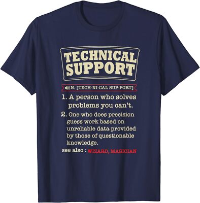 Tech Support Definition Funny Computer Nerd Gift Unisex T-Shirt | eBay