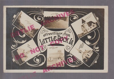 Little Rock IOWA RPPC 1909 6 VIEWS Collage nr Sibley George Rock Rapids ...