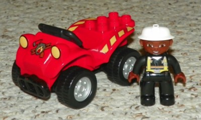 LEGO - Duplo, Four Wheeler with Fire Pattern & Fireman Mini Figure | eBay