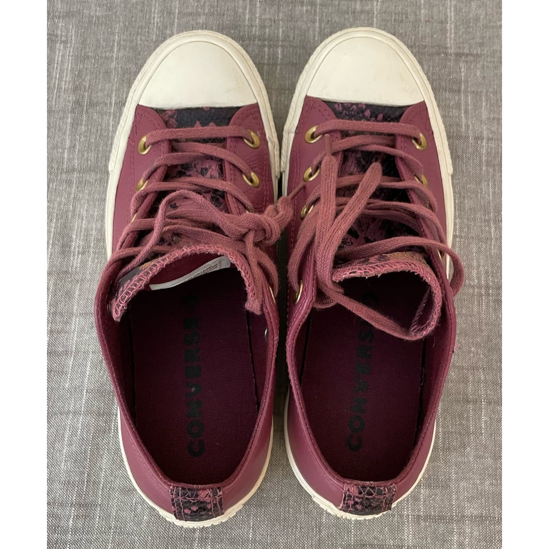CONVERSE All Star Womens 6 Vintage Wine /Black Egret Leather Low-Top ...