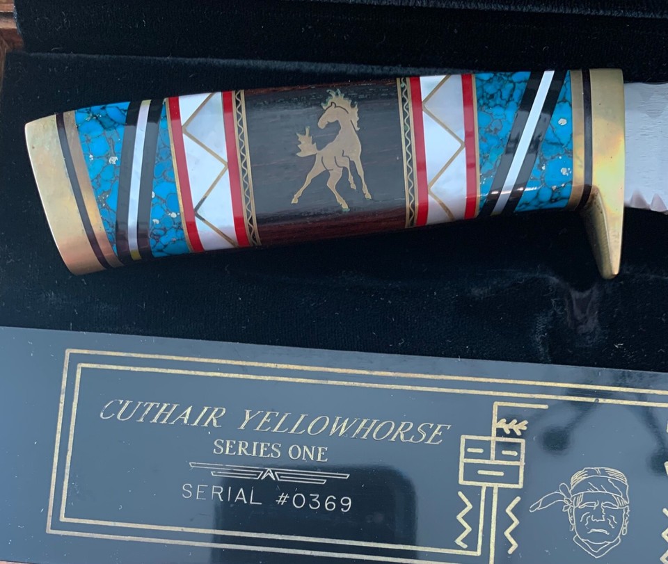 BUCK DAVE YELLOWHORSE CUTHAIR CHIPPED FLINT KNIFE NEVER USED IN BOX ...