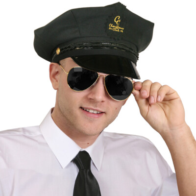 ADULTS CHAUFFEUR COSTUME SET LIMO DRIVER HAT GLASSES TIE MENS LADIES ...