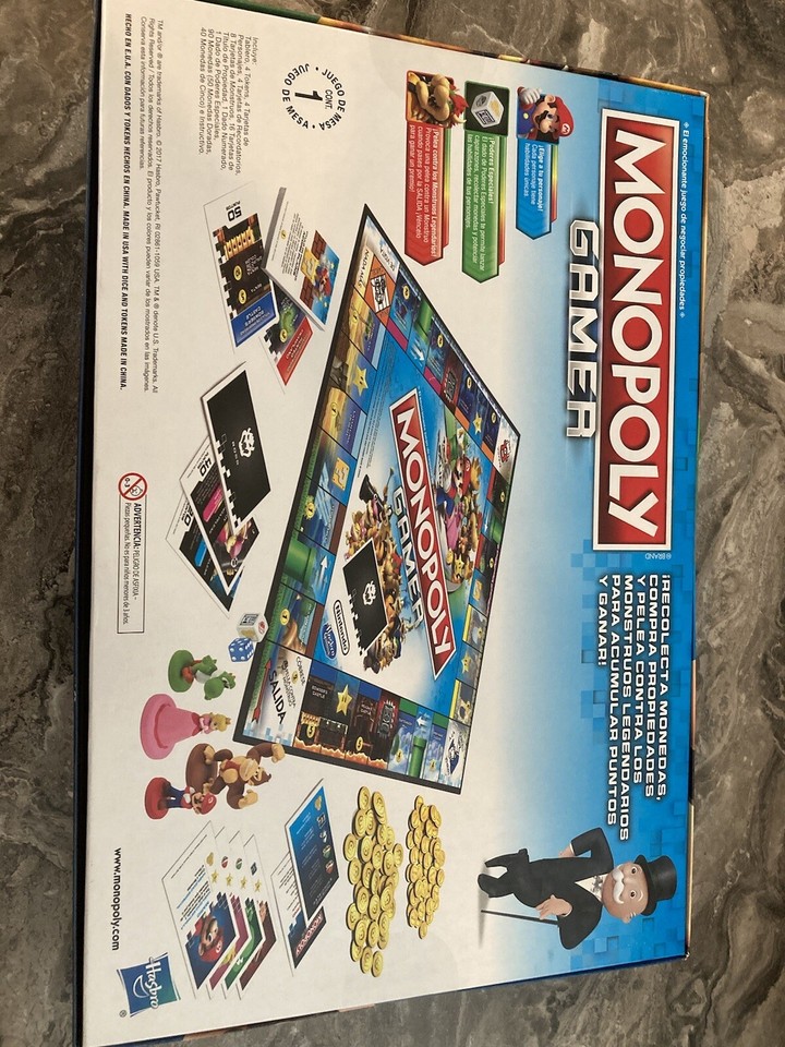 Monopoly Spanish RARE Gamer Board Game 2017 Super Mario Nintendo Hasbro ...