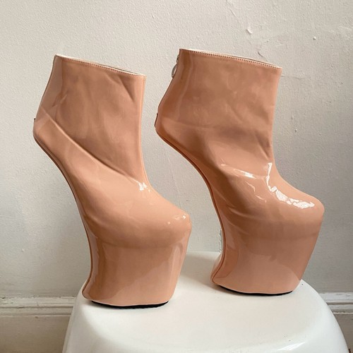 Heel-Less McQueen Style Crossdresser Patent Platform Boots 42 Women 10. ...