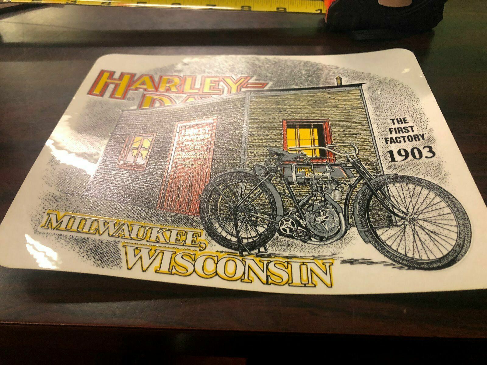 NEW NOS Harley Davidson The First Factory 1903 Vintage Bike Shop Decal ...