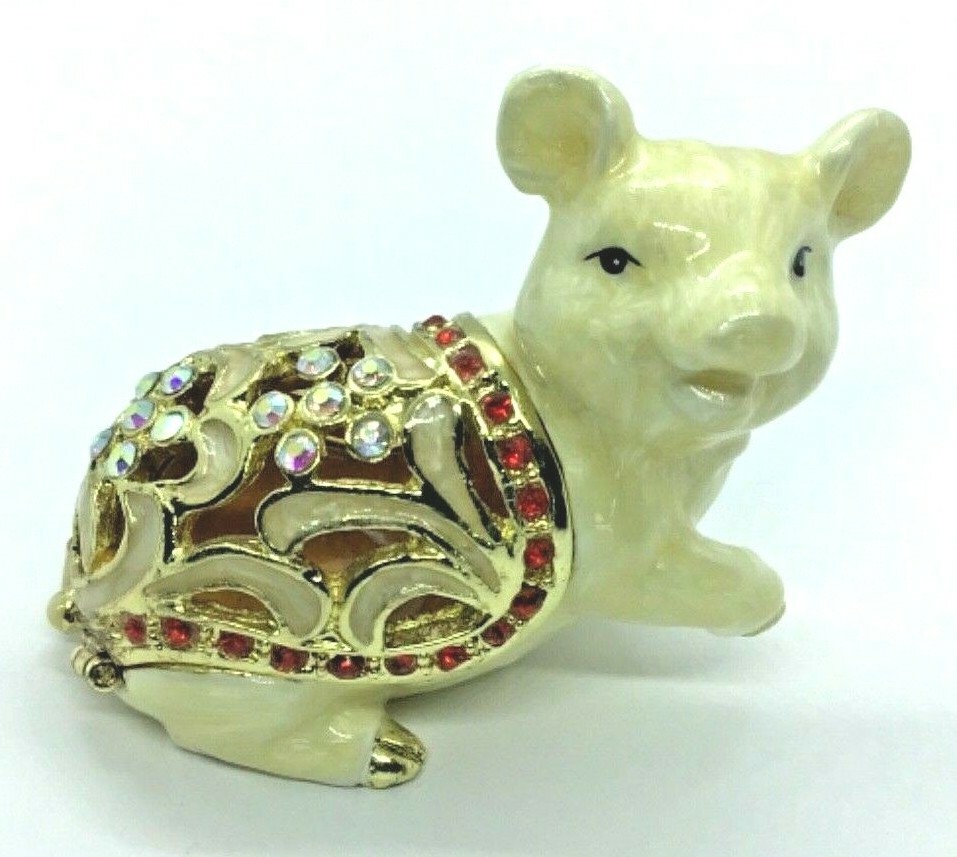 Adorable Pig Trinket Box Pewter Enamel Bejeweled NEW | eBay