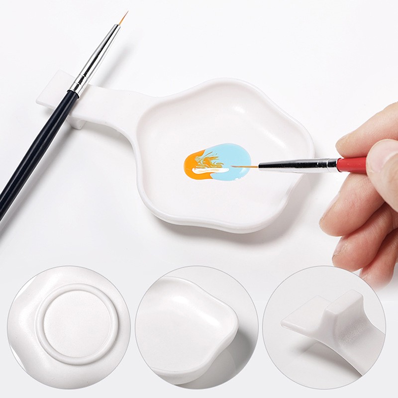 White Nail Art Palette Nail Pen Wash Tray Painting Pen Rack For ...