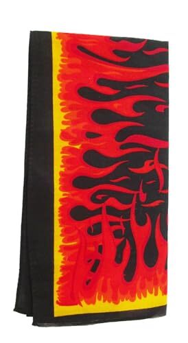 Flame Bandanna Wearable Scarf 100% Cotton 21 x 21 Inch Black Red | eBay