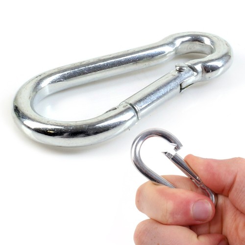 10 x CARABINER 6 x 60mm STEEL Snap Spring Loaded Clip Hook Karabiner ...