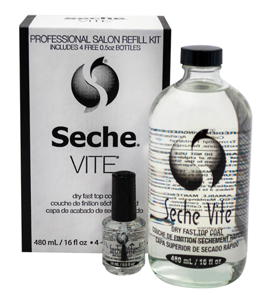 Seche VITE FAST DRYING Top Coat 480ml Bottle SALON REFILL KIT & X4 FREE ...