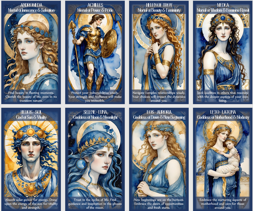 Greek - Roman Mythology Oracle cards deck. Ancient Gods and Goddesses ...
