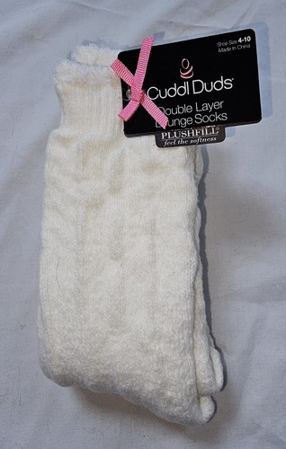 NWT Cuddl Duds White Cream Double Layer Lounge Socks Plushfill Women's ...