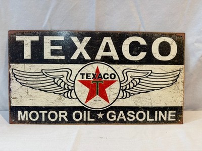 Texaco Motor Oil Gasoline Metal Sign 16x8.5 Reproduction Garage Wall ...