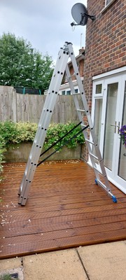 Combination ladder, 3 section, 9 rung aluminium 5m 58cm extended, plus ...
