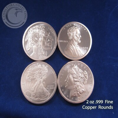 "2oz Rounds Set of 4" Copper Rounds 5 oz .999 READ for designs 8 oz ...