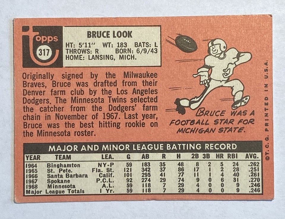 1969 Topps Set-Break #317 Bruce Look MINT | eBay