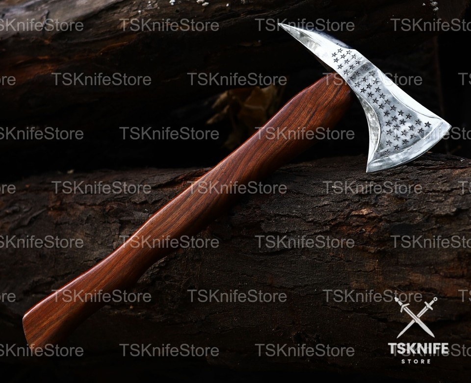 Custom Handmade Battle Ready Camping Axe - Rose Wood Handle With ...