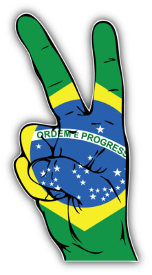 Brazil World Flag Hand Peace Sign Car Bumper Sticker Decal - "SIZES" | eBay