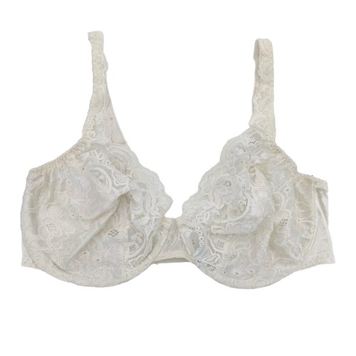 Vintage Olga Ivory Sheer Lace Satin Underwire Bra 36C Style 33580 VTG ...