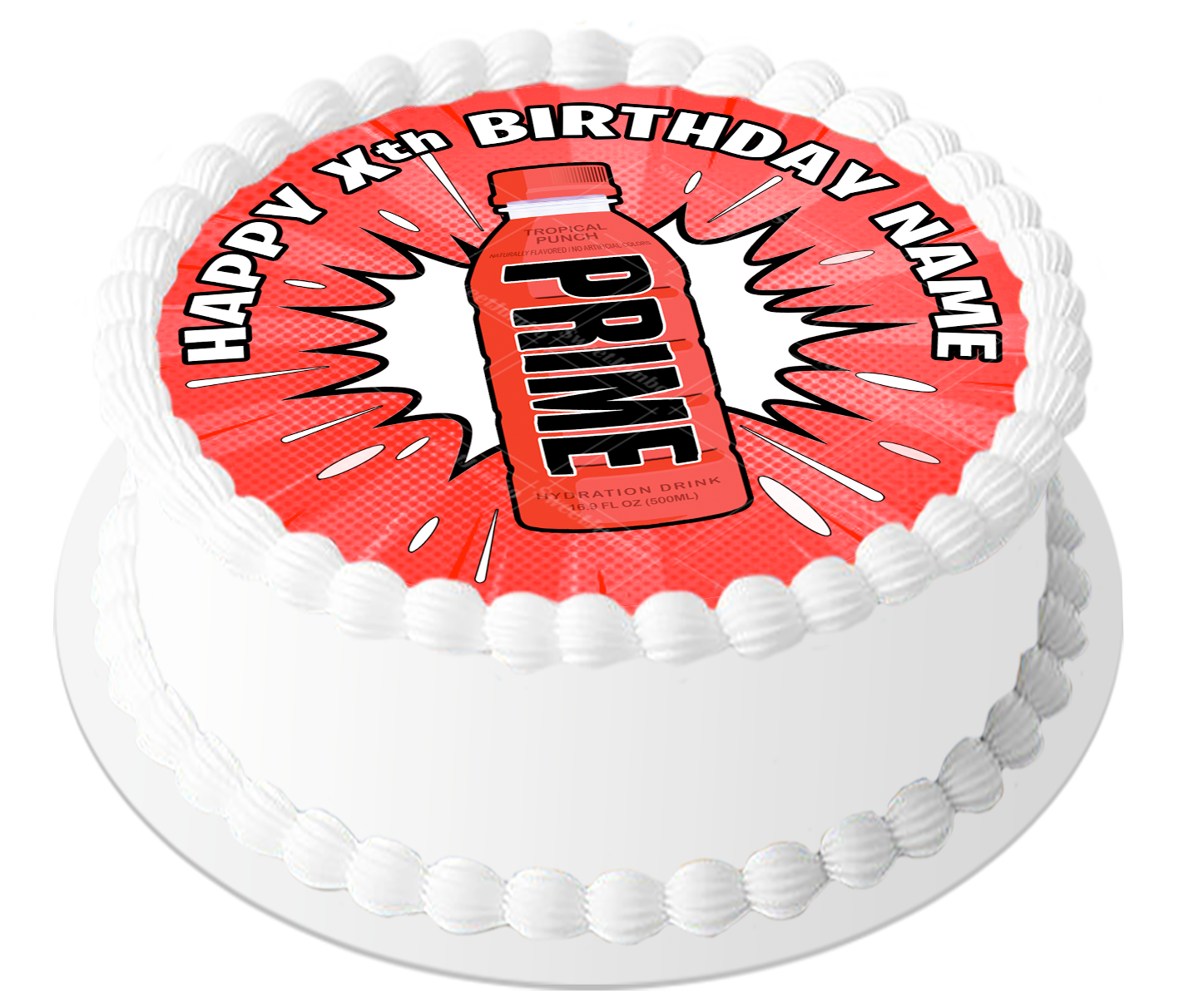 Prime KSI Cake Topper Drink Bottle Personalised Round Circle Edible ...